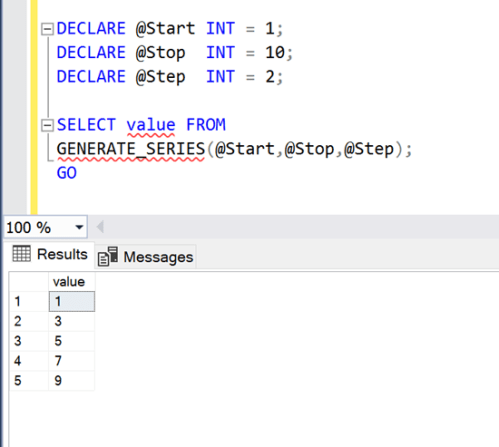 SQL Server 2022 – GENERATE_SERIES() Function | SQL Server Portal