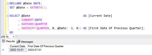 SQL Server 2022 – TSQL – How to get previous, current and last quarter ...