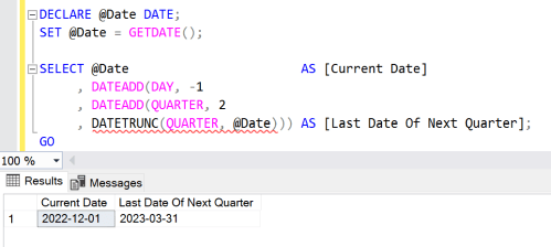 SQL Server 2022 – TSQL – How to get previous, current and last quarter ...